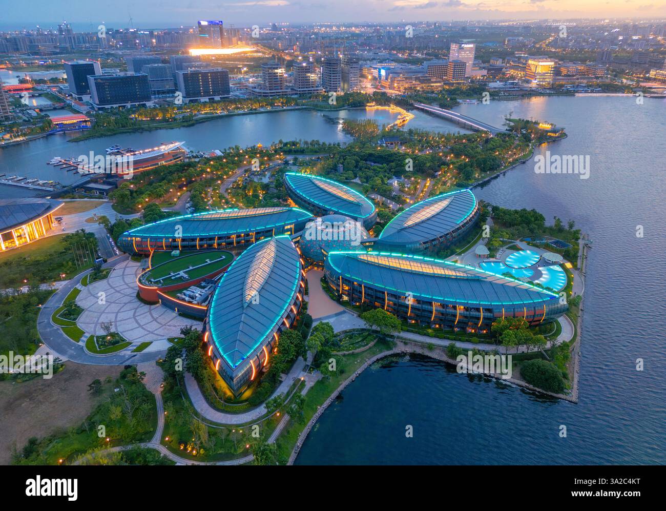 Aerial view of Dripping Lake South Island, Lingang New Town, Shanghai ...