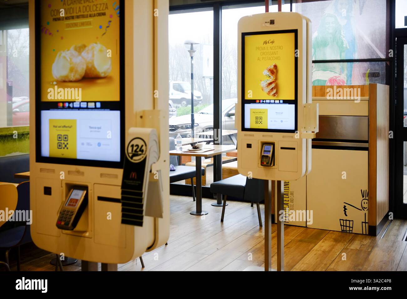 Lombardy, Italy March 1st 2025 McDonald's self service kiosk presenting ...