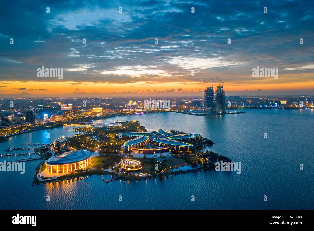 Aerial view of Dripping Lake South Island, Lingang New Town, Shanghai ...