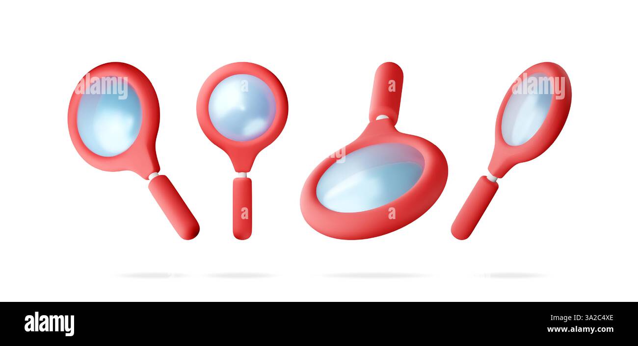 3D set of red magnifying glass Stock Vector Image & Art - Alamy