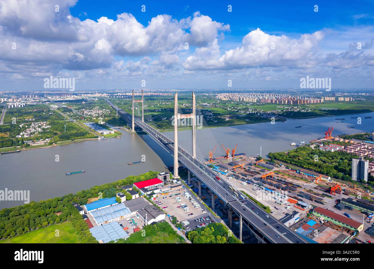Aerial View of Minpu Bridge, Shanghai, China Stock Photo - Alamy