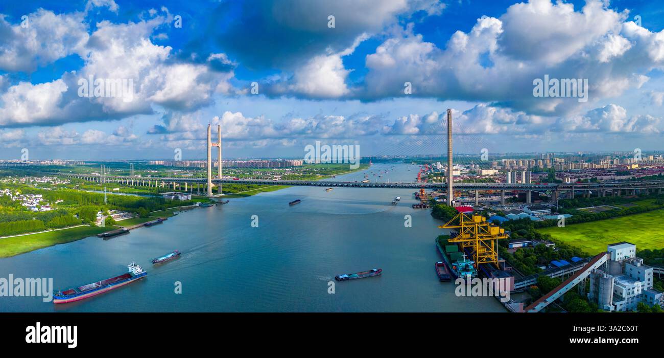 Aerial View of Minpu Bridge, Shanghai, China Stock Photo - Alamy
