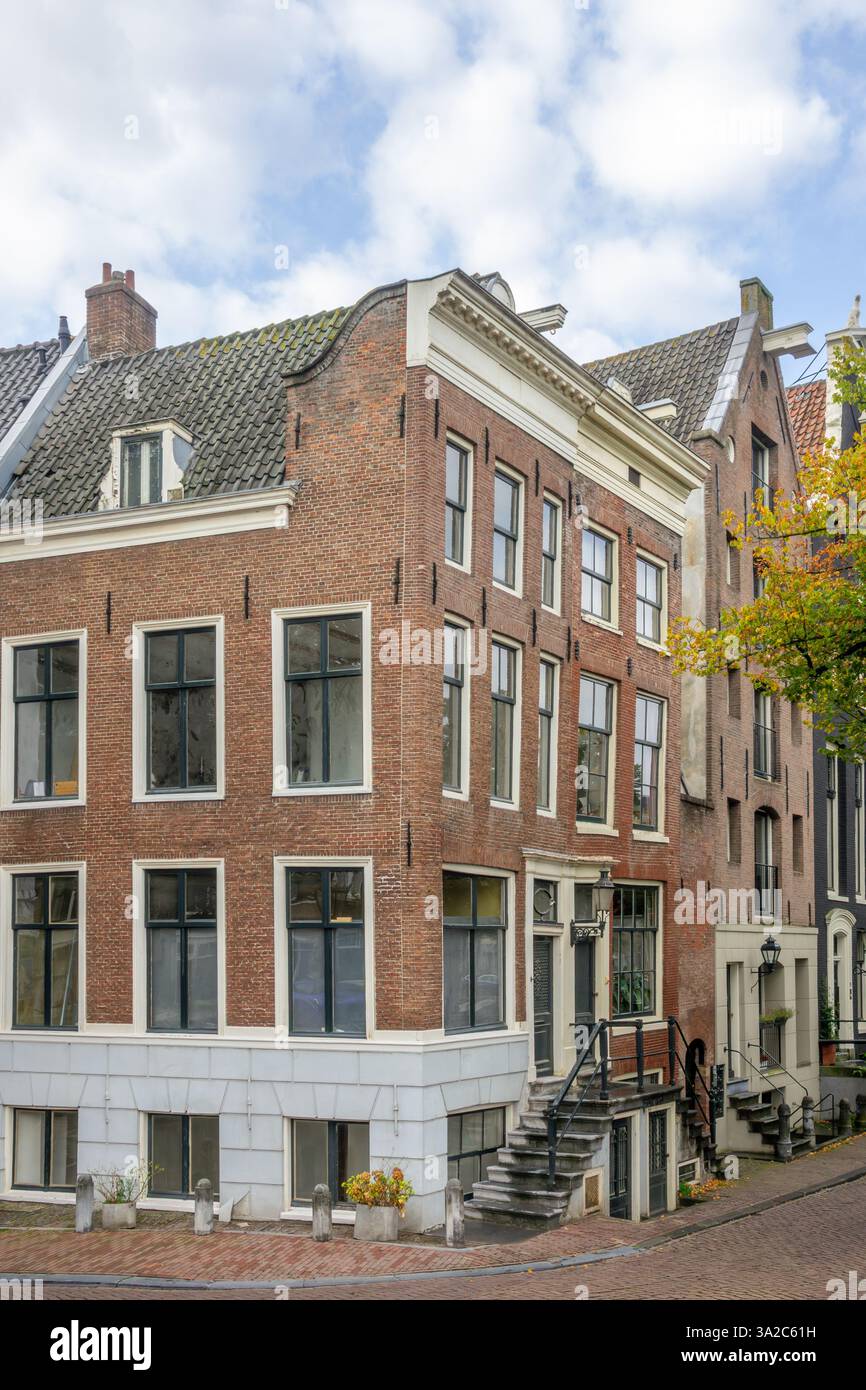 Netherlands. Summer day in Amsterdam. Facades of typical buildings at ...