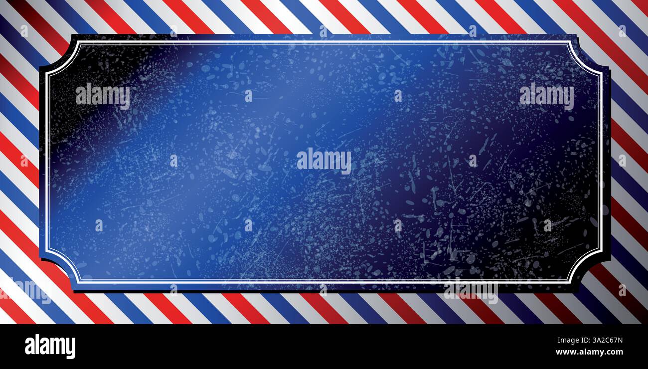 Blue grunge barber background with stripes and frame - vector ...