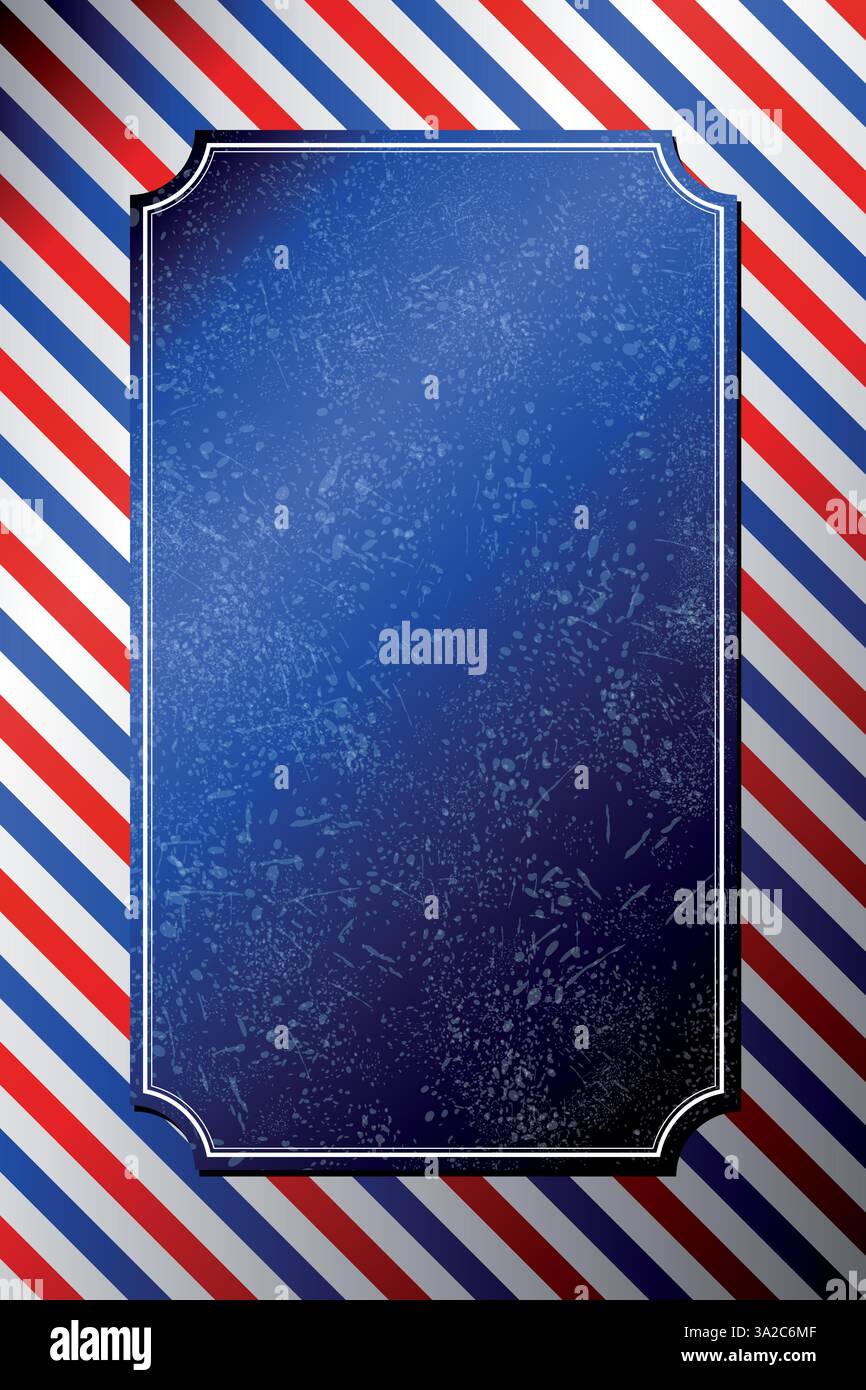 Blue grunge barber background with stripes and frame - vector ...