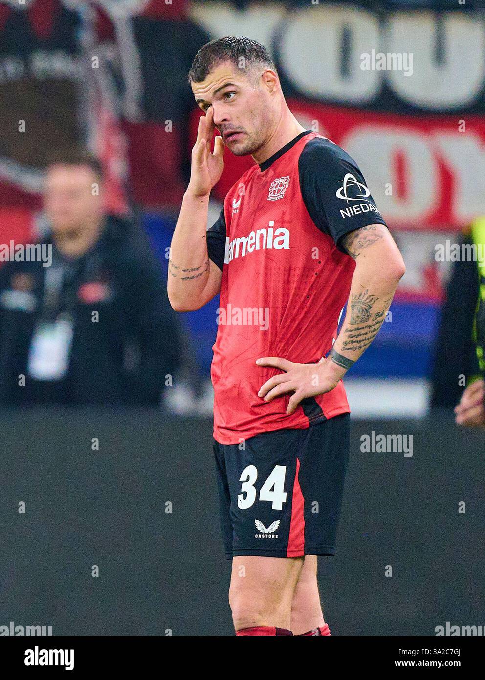 Granit Xhaka, Lev 34 sad after the round of 16 second leg match BAYER ...
