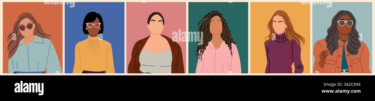 A Diverse women avatars and faceless portraits Stock Vector Image & Art ...