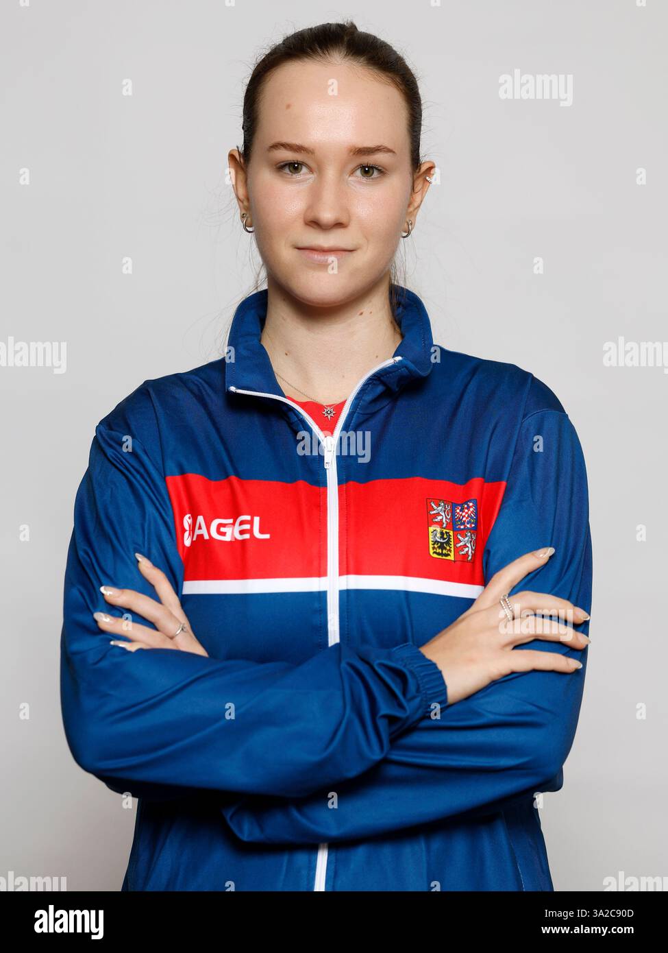 Czech tennis player Dominika Salkova poses for photographer in Prague, Czech Republic, February ...