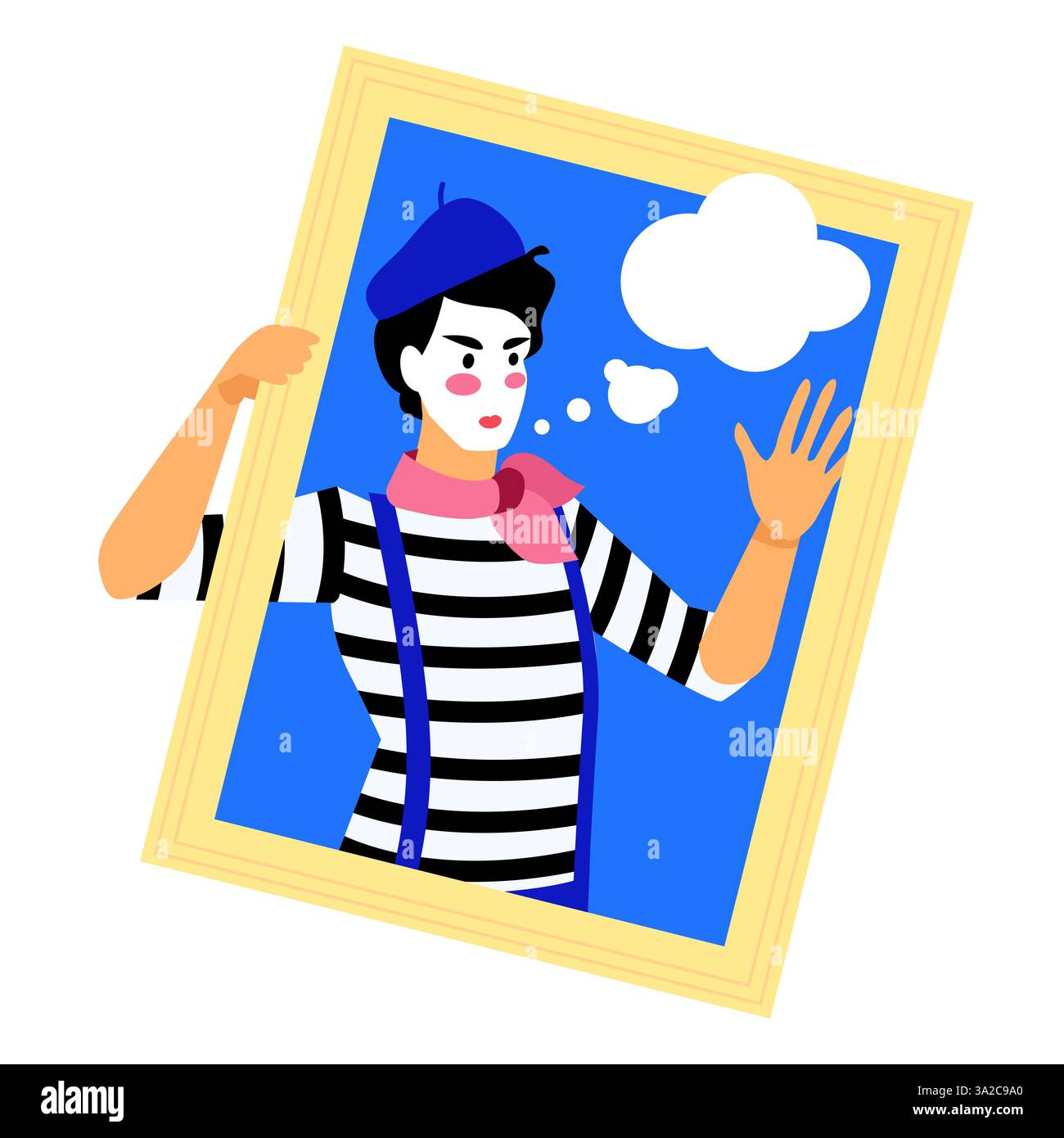 French mime artist - colorful flat design style illustration Stock ...