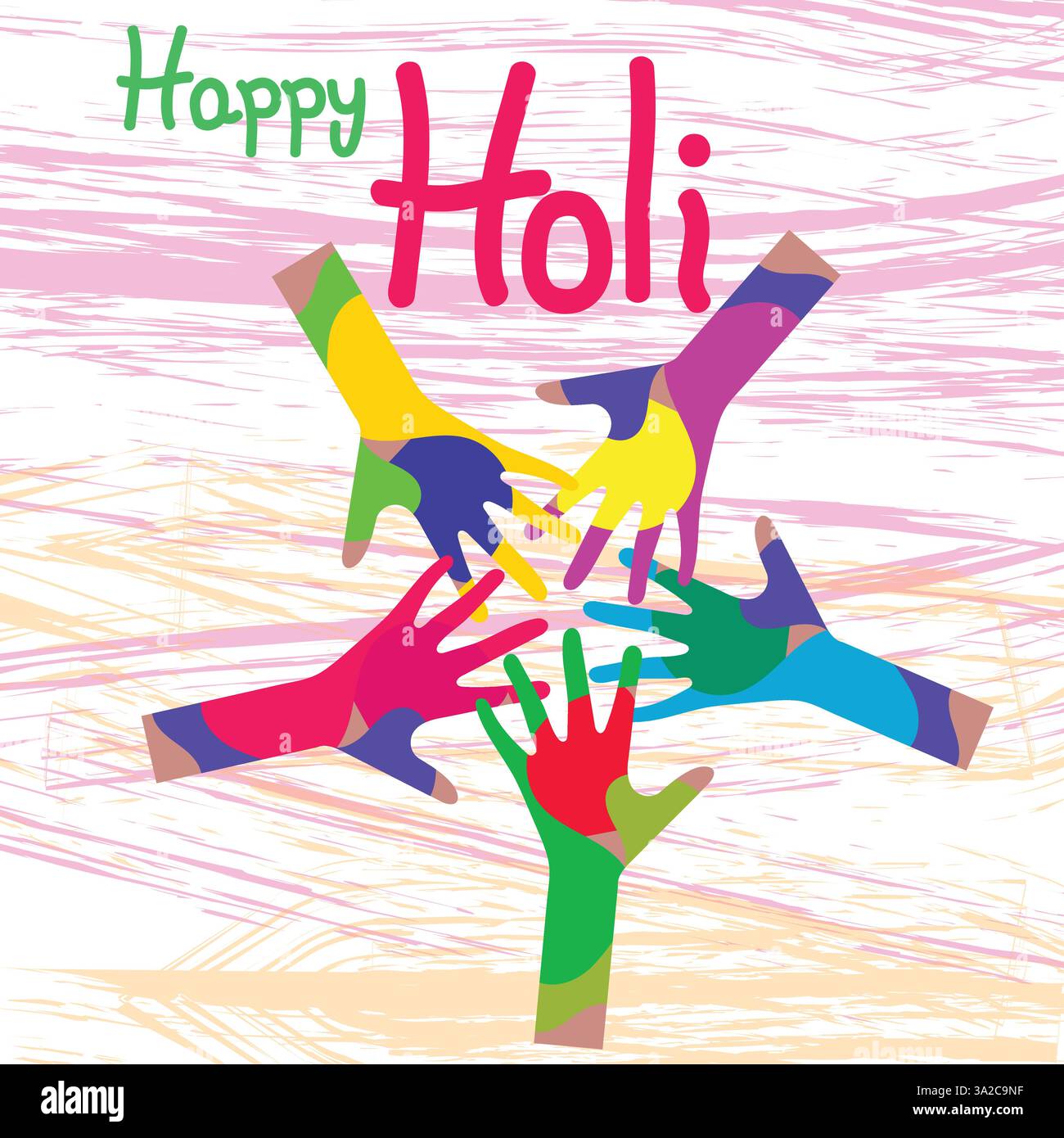 Happy Holi Festival Poster with Colorful Hands and Abstract Background ...