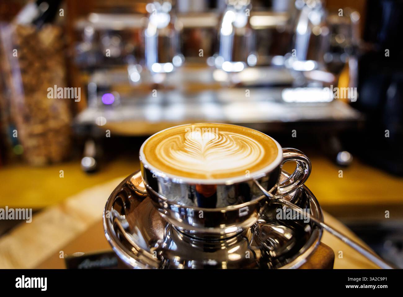 Bayreuth, Germany. 12th Mar, 2025. An espresso macchiato sits on a ...