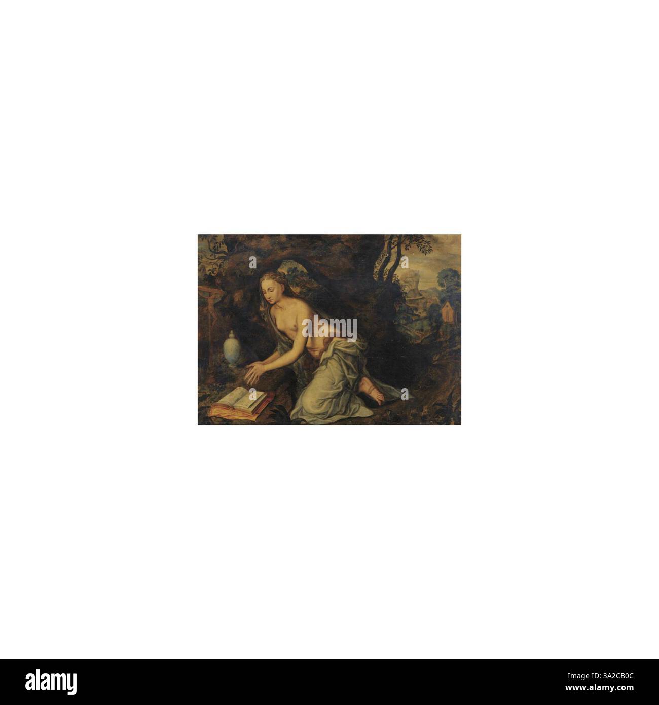 This painting, attributed to a follower of Jan Massys, depicts Mary ...