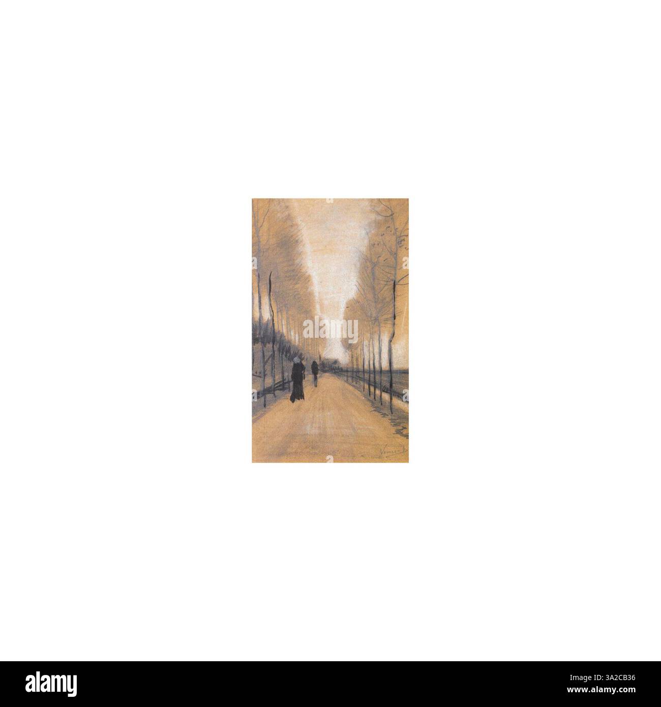 This drawing depicts a tree-lined alley, showcasing Van Gogh’s ability ...