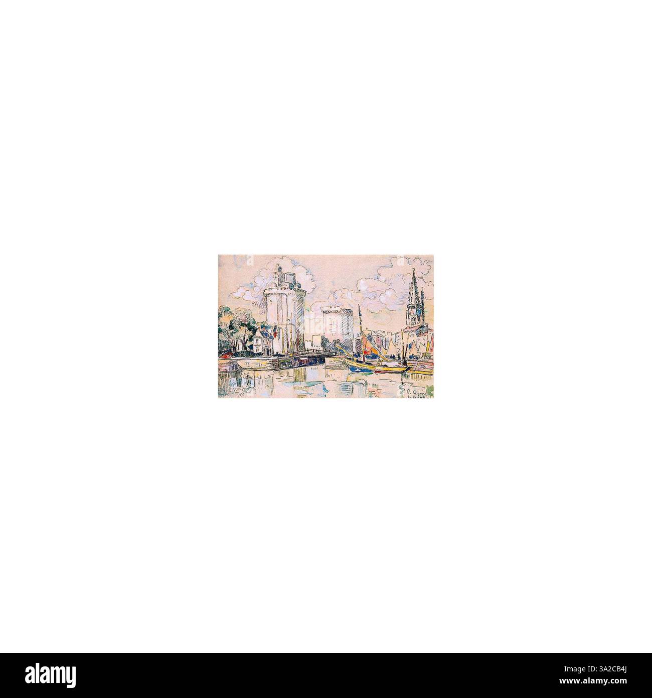 'La Rochelle' (1920s) depicts the bustling harbor with boats and ...