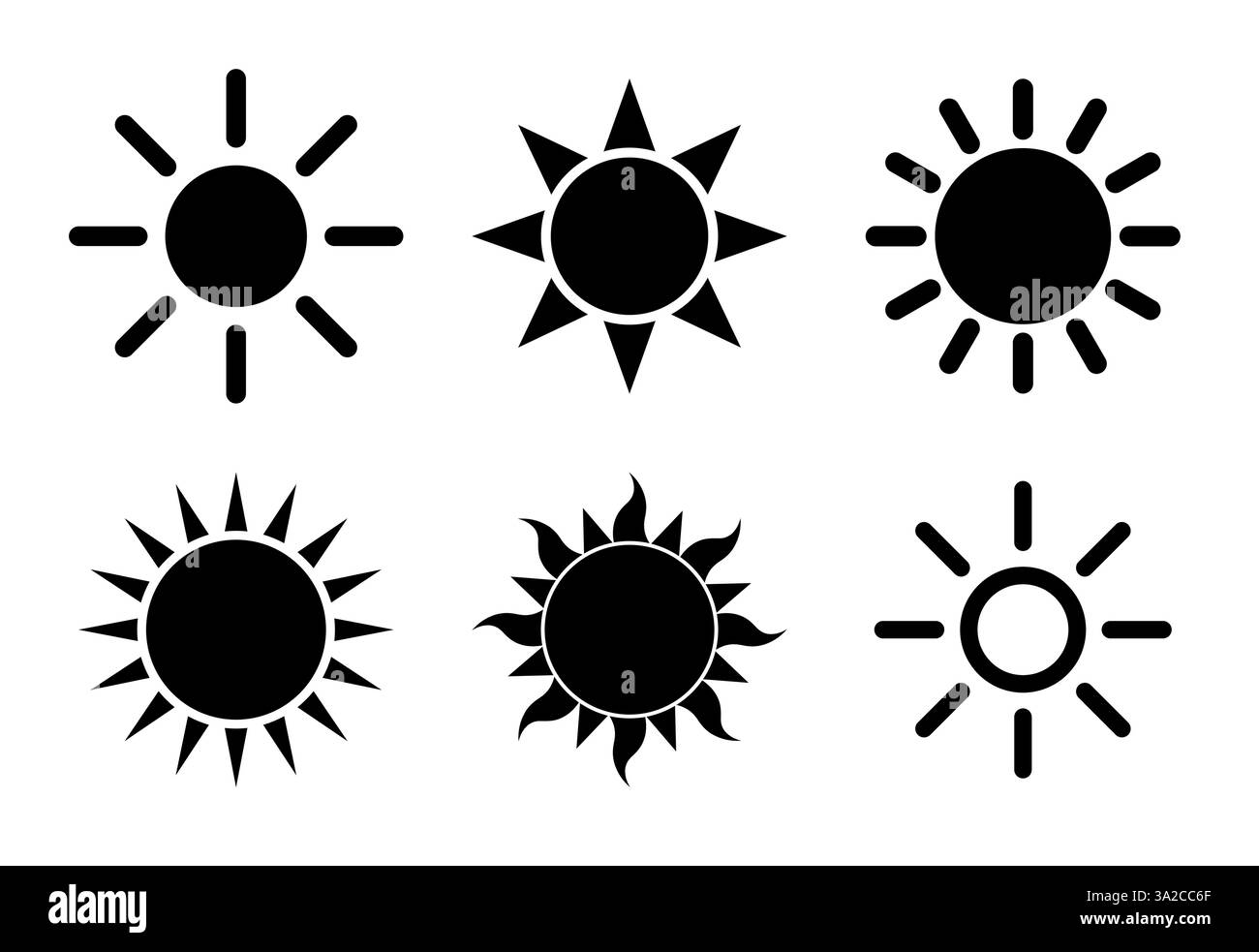 sun shape symbol, black and white vector illustration of simple star ...
