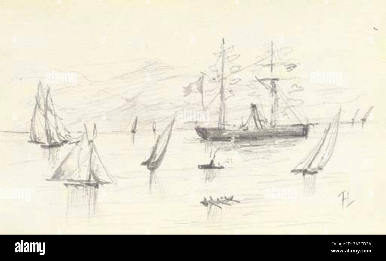 This artwork by Henri de Toulouse-Lautrec depicts boats in a natural ...