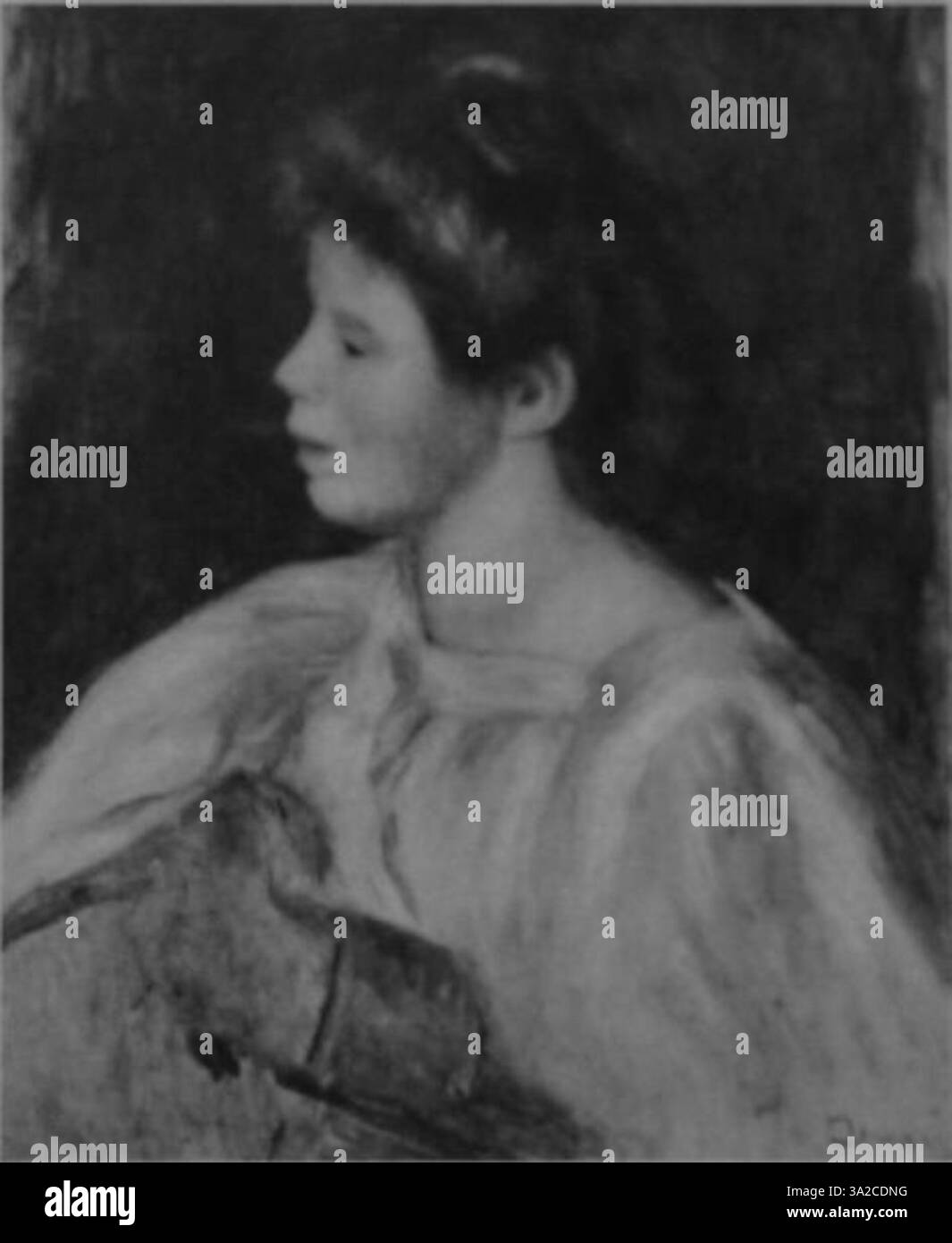 This artwork by Renoir depicts a figure in a relaxed pose, captured in ...