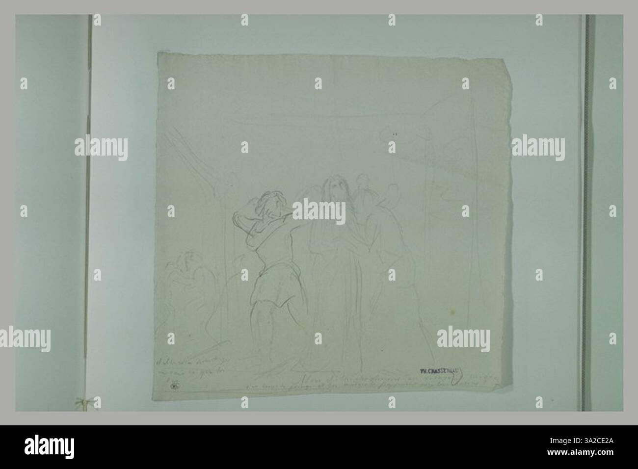 The scene depicts Christ in derision, with two men striking him ...