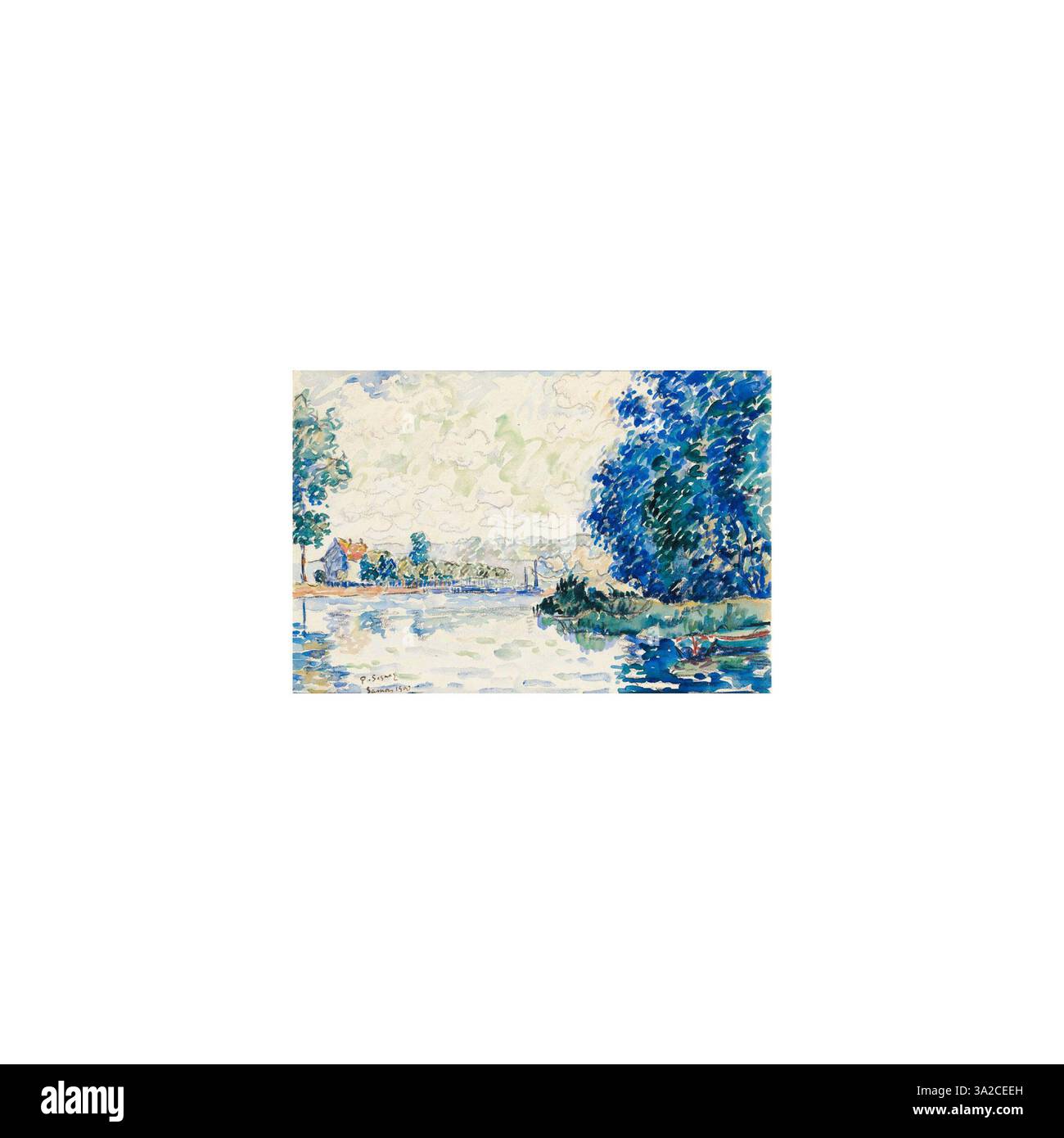 'Effet de Contre Jour à Samois' by Paul Signac portrays a backlit ...