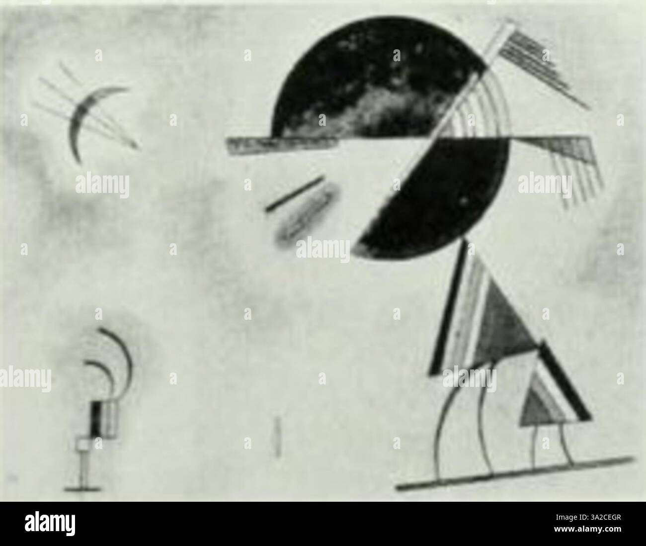 This abstract work by Wassily Kandinsky features geometric shapes and a ...