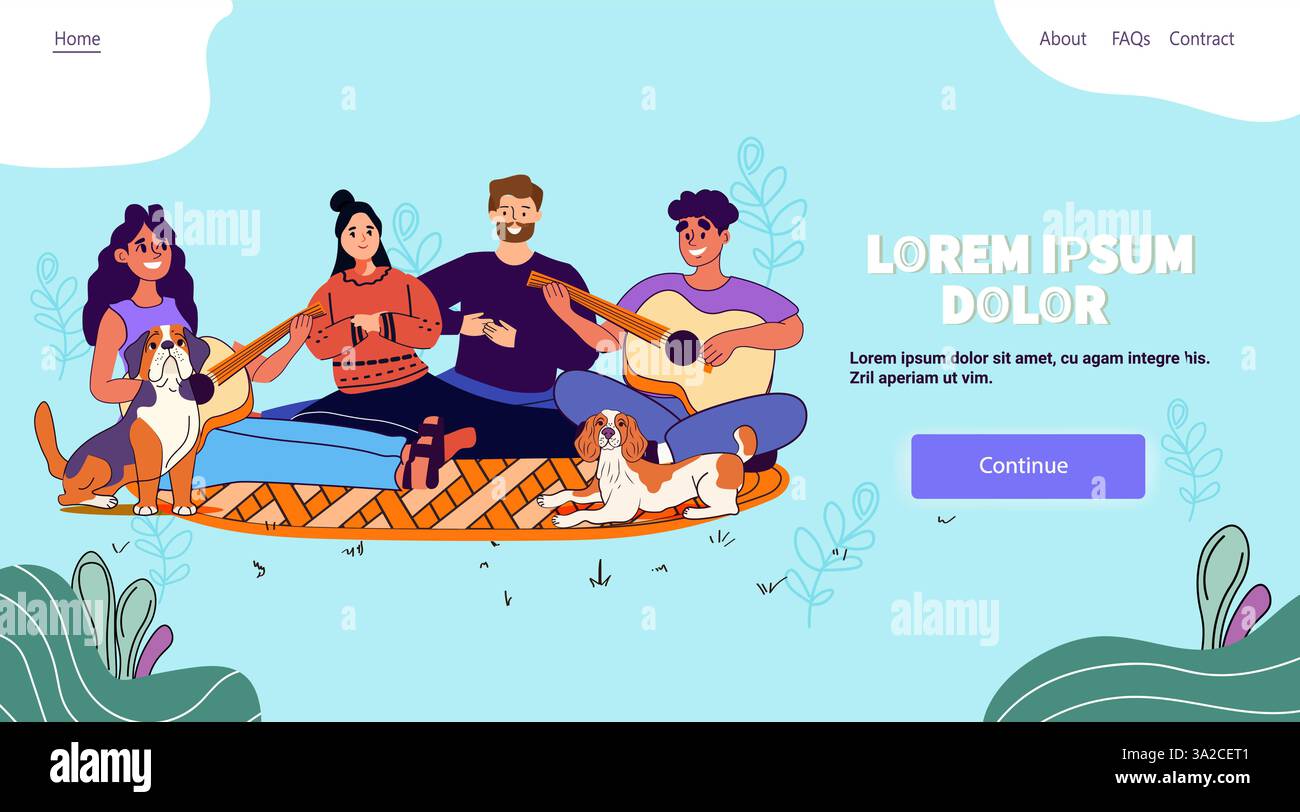 People togetherness unity outdoor picnic music scene. Group sitting on ...