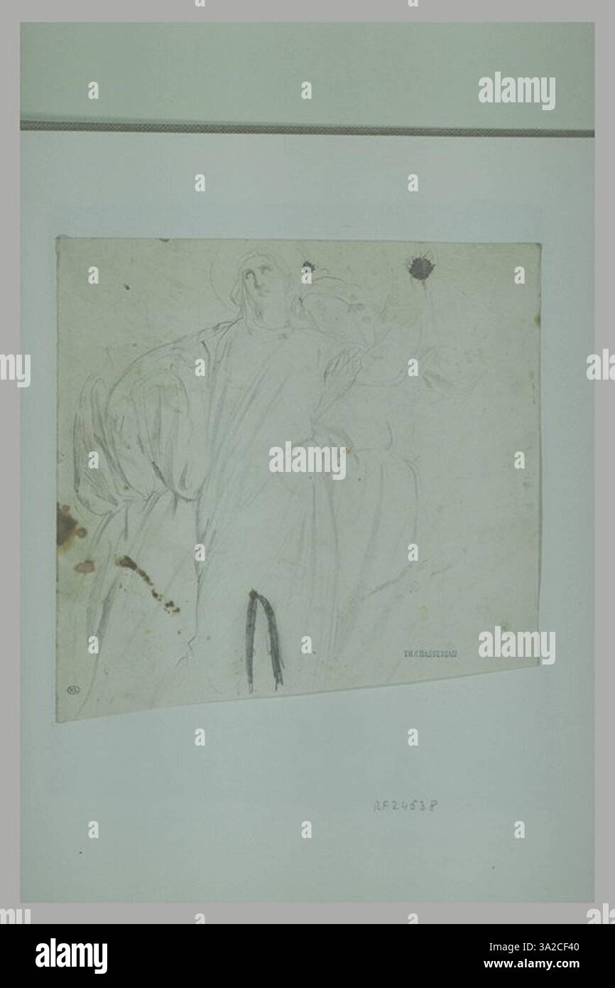 This artwork by Chassériau features a holy woman being supported by two ...