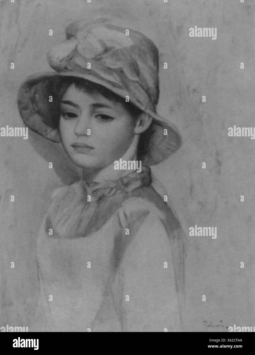 Renoir’s painting shows a figure captured in a tranquil moment, with ...