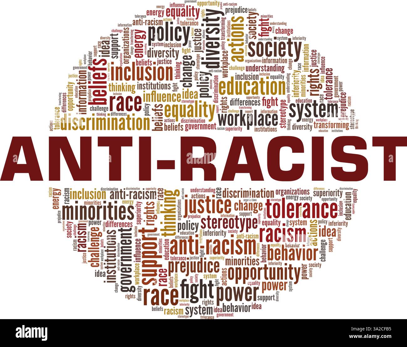 Anti-Racist vector illustration word cloud isolated on a white ...