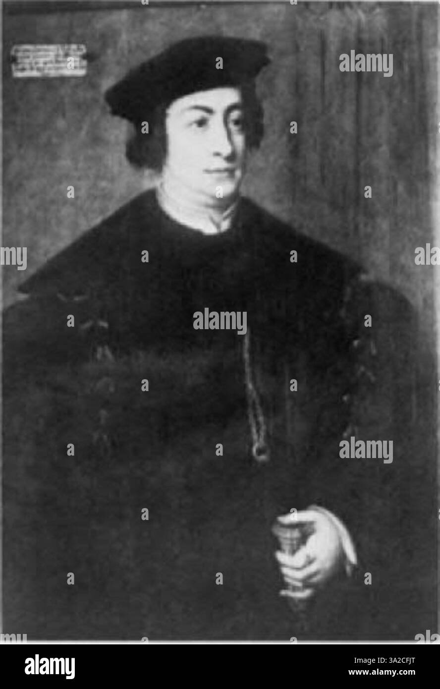 This portrait, created around 1520 by Joos van Cleve, features a man ...