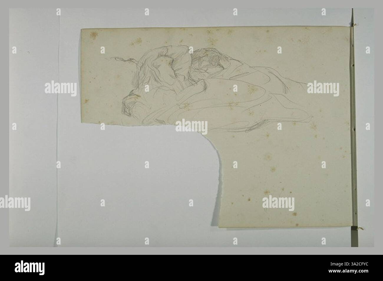 This figure study by Chassériau portrays a human form in an expressive ...