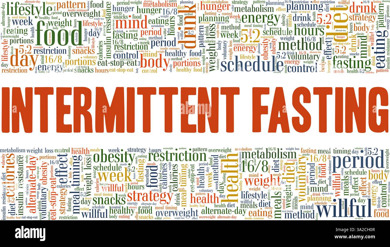 Intermittent Fasting vector illustration word cloud isolated on a white ...