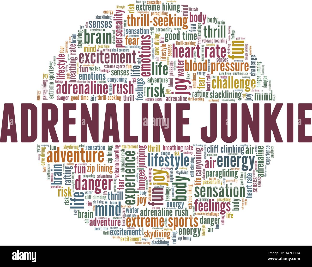 Adrenaline Junkie vector illustration word cloud isolated on a white ...
