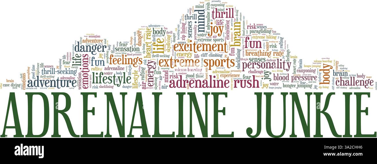 Adrenaline Junkie vector illustration word cloud isolated on a white ...