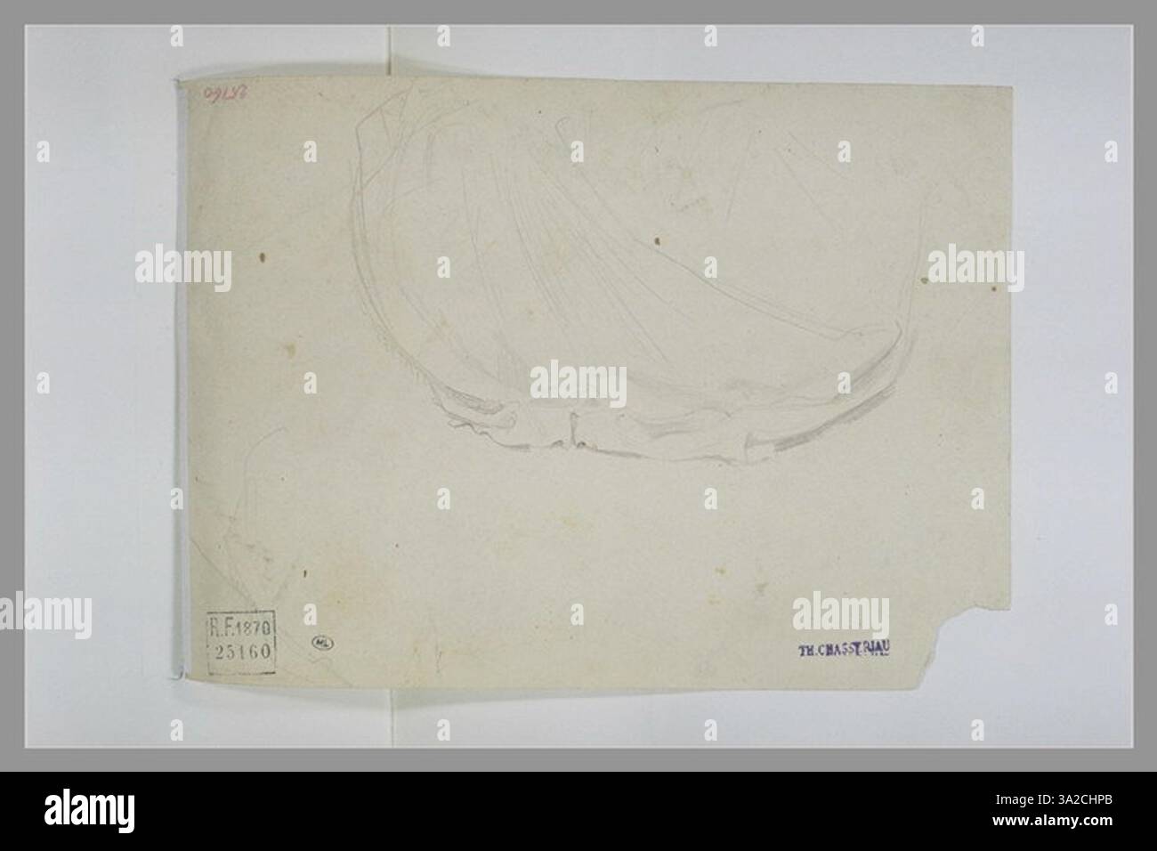 This verso drawing by Chassériau showcases drapery, with a focus on its ...