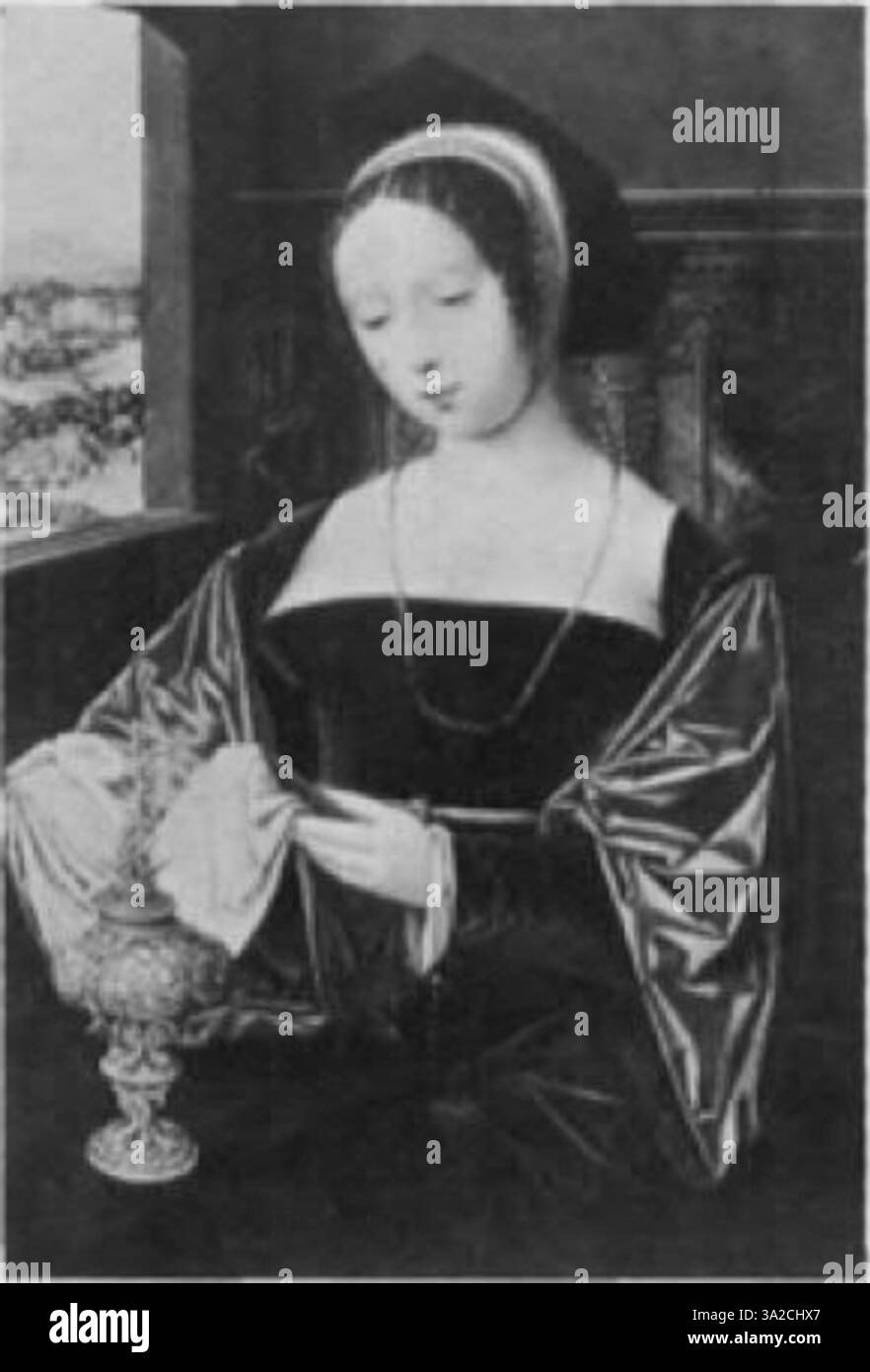 This painting illustrates a religious scene, using vivid colors and ...