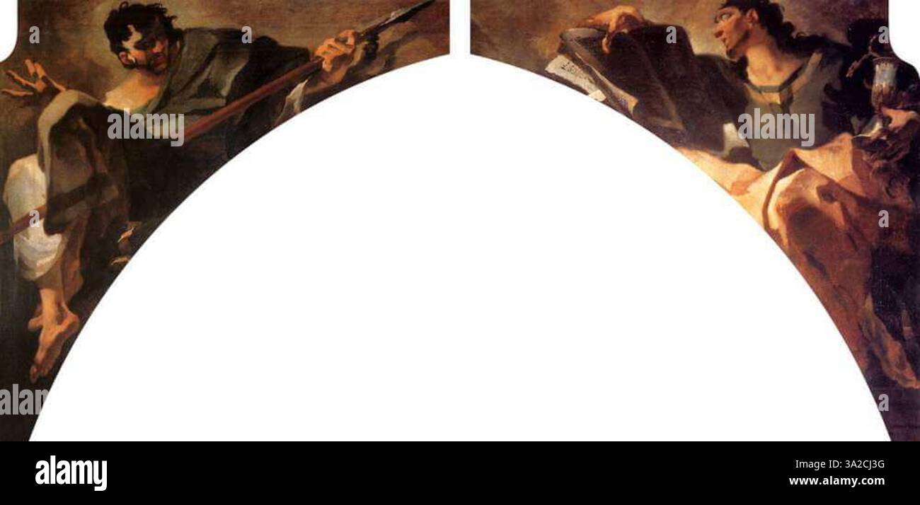 This painting by Tiepolo depicts the Apostles Thomas and John. The ...