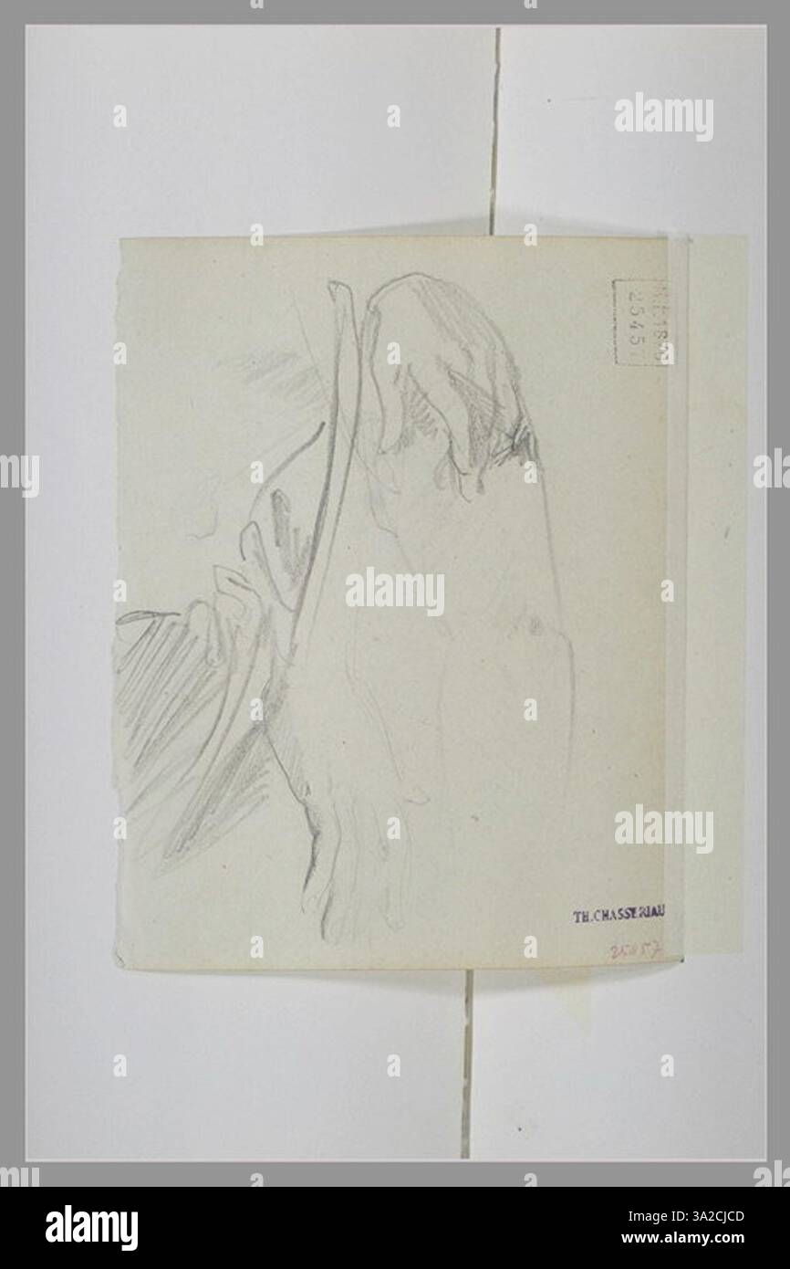 Chassériau’s verso drawing shows drapery, with a focus on its structure ...
