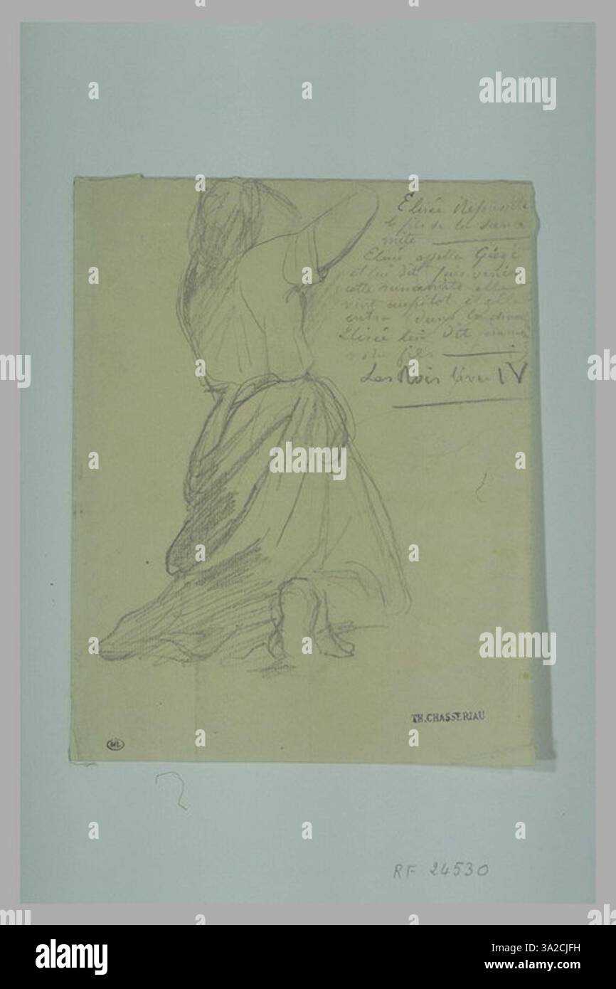 This image presents a kneeling figure viewed from behind, turned toward ...