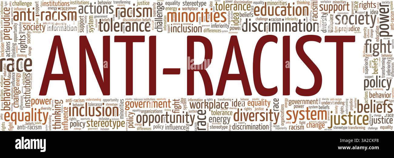 Anti-Racist vector illustration word cloud isolated on a white ...