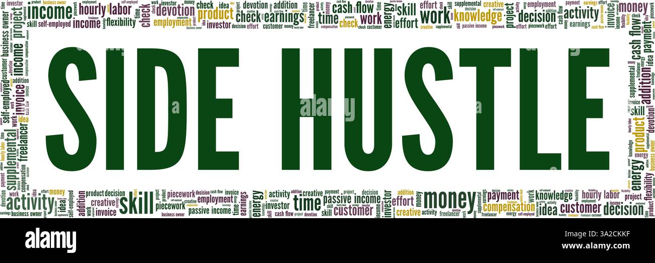 Side Hustle vector illustration word cloud isolated on a white ...