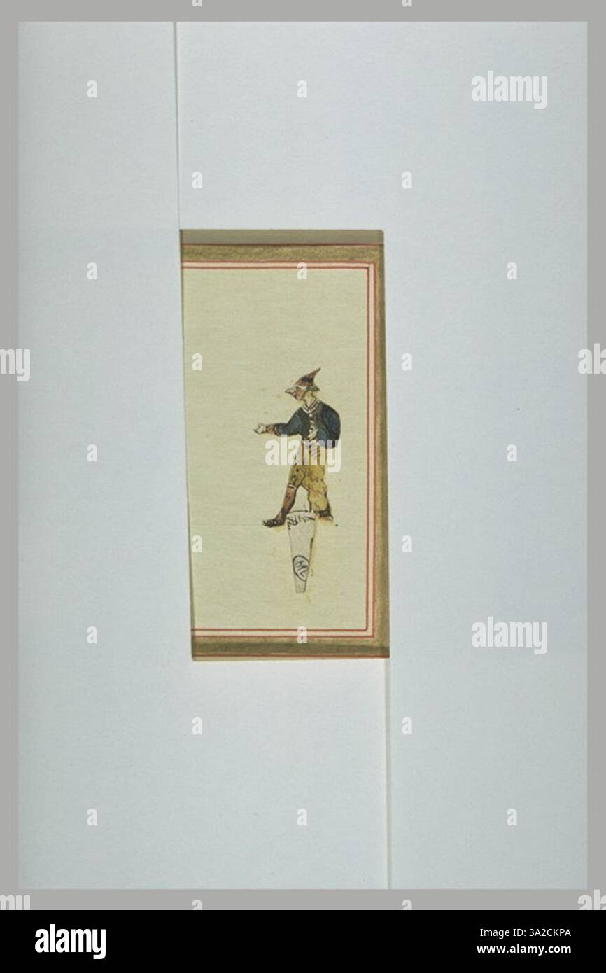 The artwork depicts a comical character in profile, facing left ...