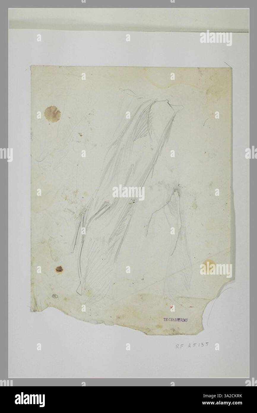 A study of drapery and two studies of arms, focusing on the ...