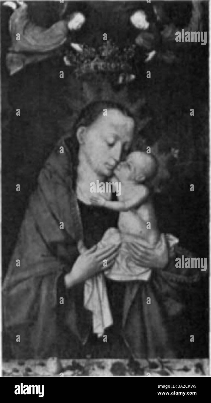 This artwork depicts a religious scene with figures conveying deep ...