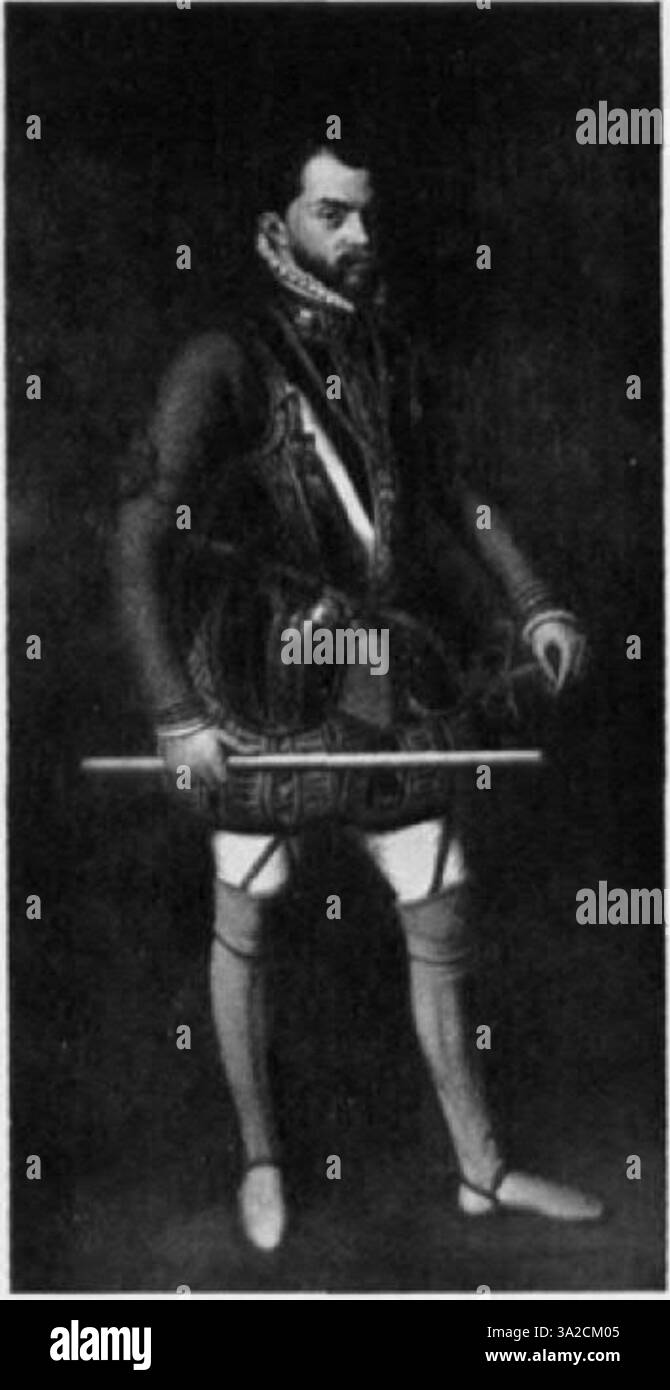 This portrait shows a noble figure in ornate attire, with their posture ...