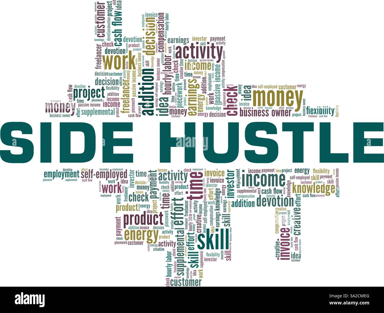 Side Hustle vector illustration word cloud isolated on a white ...