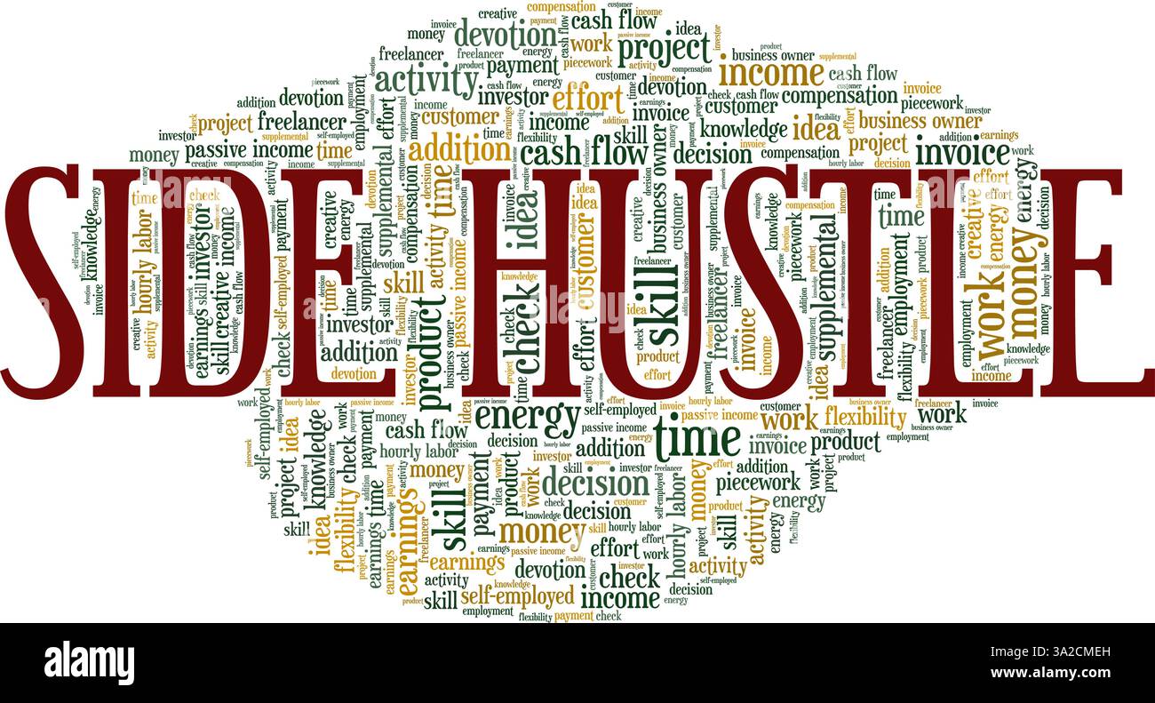 Side Hustle vector illustration word cloud isolated on a white ...