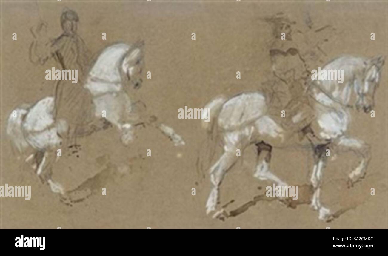 This cropped depiction of a falcon hunt focuses on the action of the ...