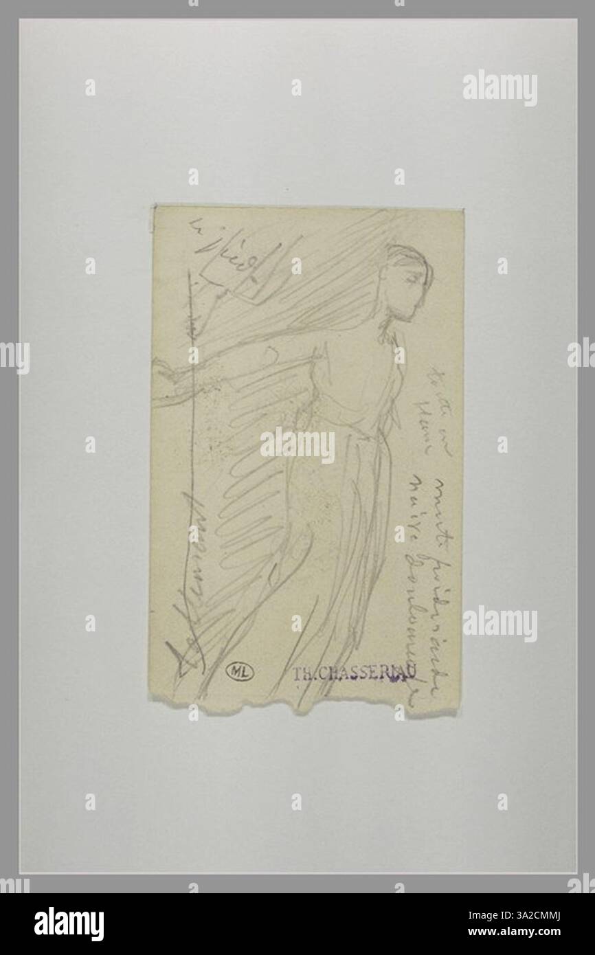 This artwork depicts a reclining female figure with her right arm ...