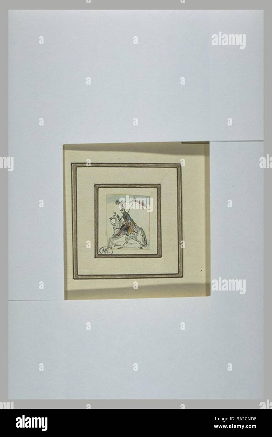 This drawing features a lancer soldier facing left, capturing the ...