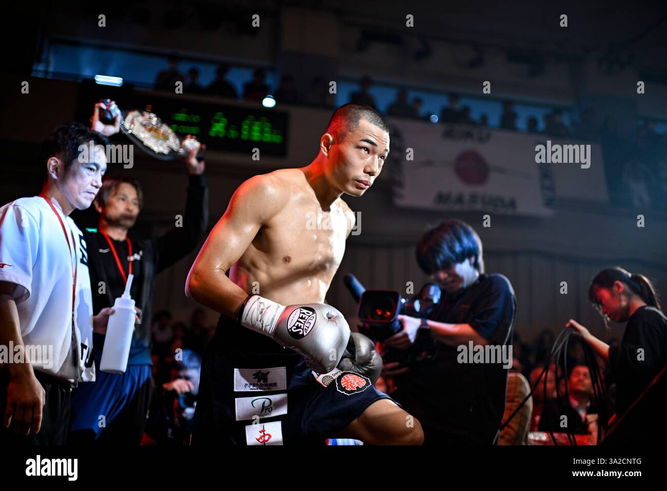Tokyo, Japan. 1st Mar, 2025. Champion Riku Masuda enters the ring before his Japanese ...